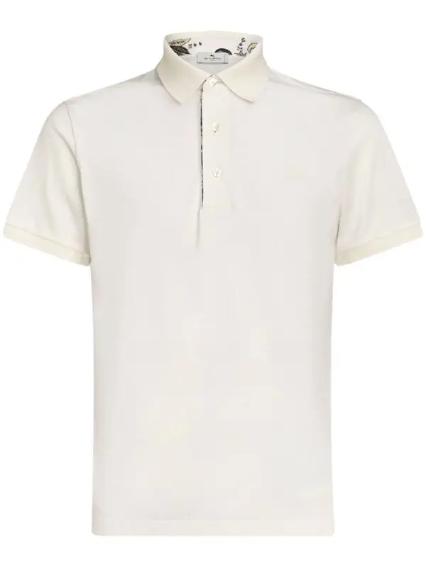 Etro Pegaso-embroidered Cotton Polo Shirt - White
