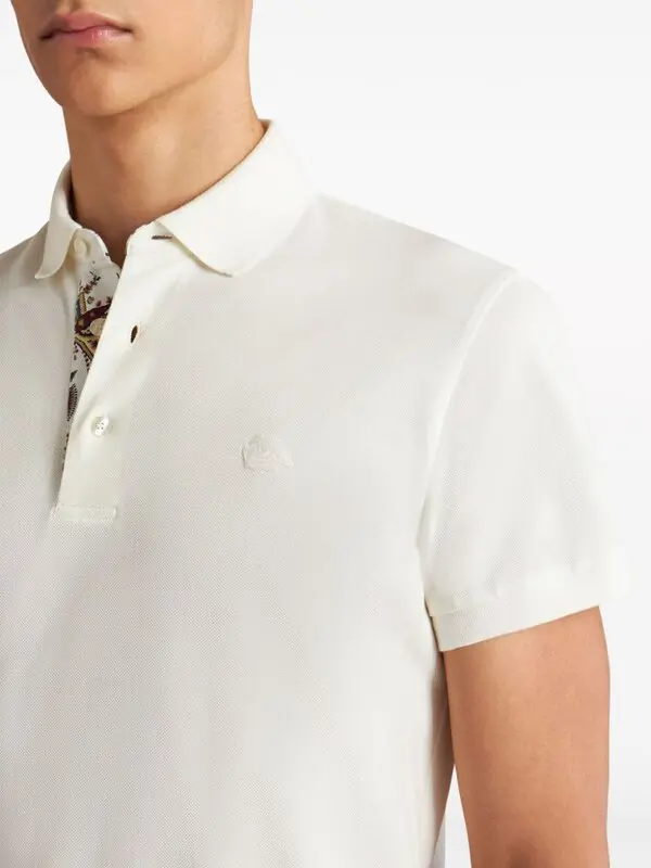 Etro Pegaso-embroidered Cotton Polo Shirt - White