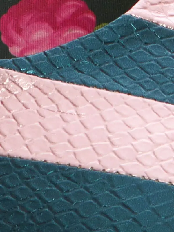 La DoubleJ Striped Snakeskin-effect Ballerina - Blue
