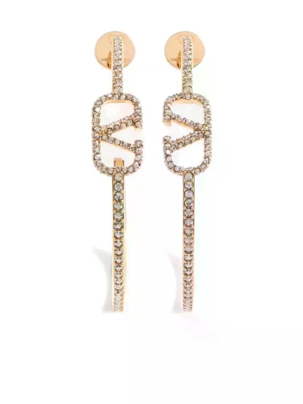 Valentino Garavani Vlogo Signature Crystal Hoop Earrings - Gold