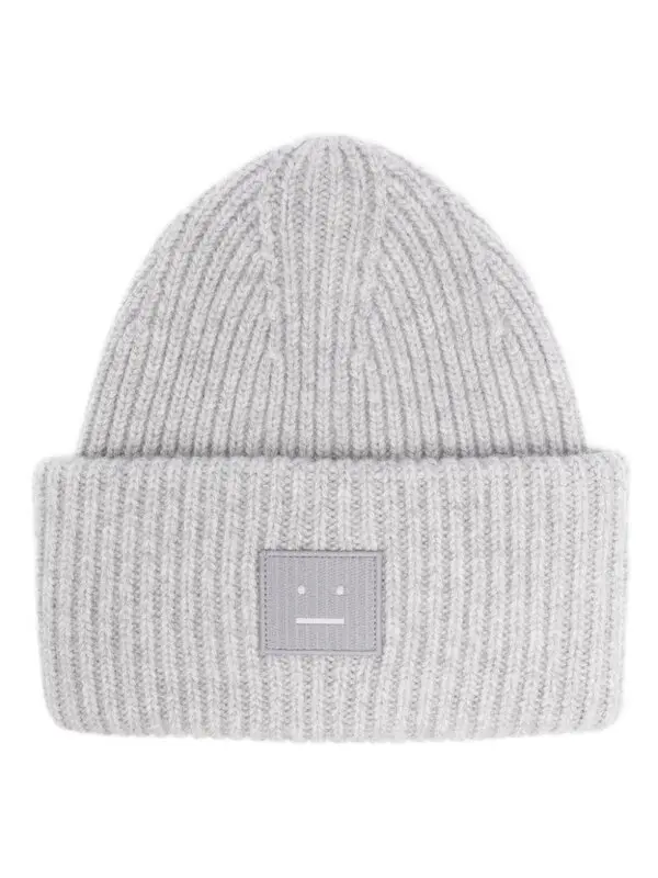Acne Studios Logo Appliqué Wool Beanie - Grey
