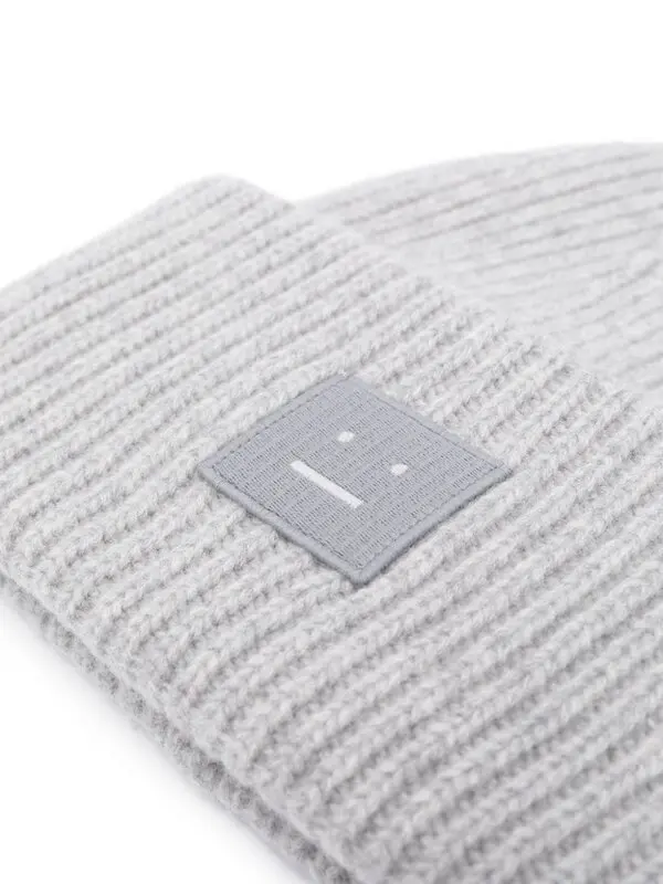 Acne Studios Logo Appliqué Wool Beanie - Grey
