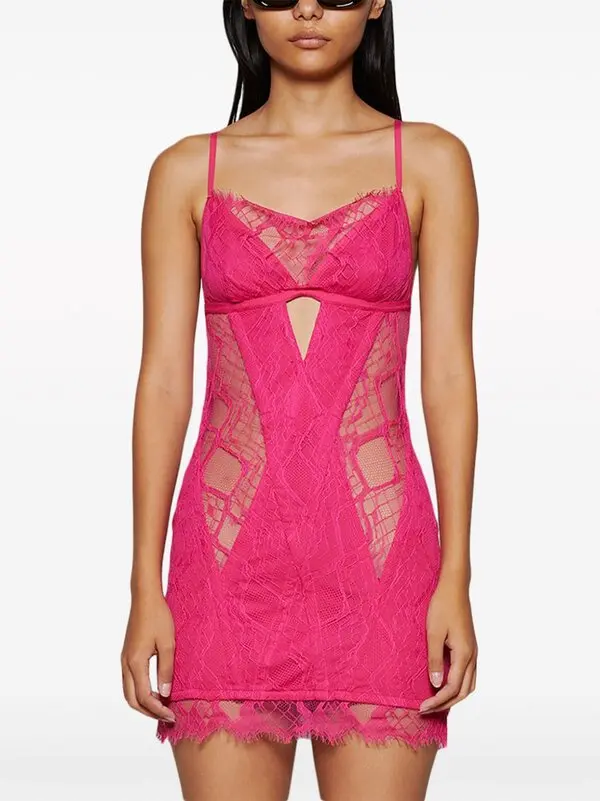 DION LEE Lace-overlay Cut-out Minidress