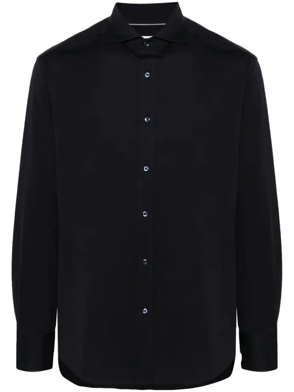 Brunello Cucinelli Spread-collar Cotton Shirt - Blue