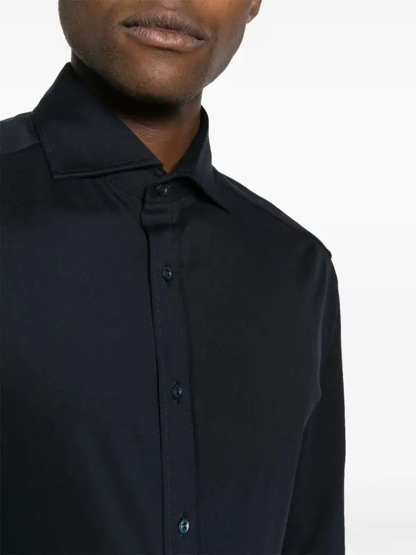 Brunello Cucinelli Spread-collar Cotton Shirt - Blue