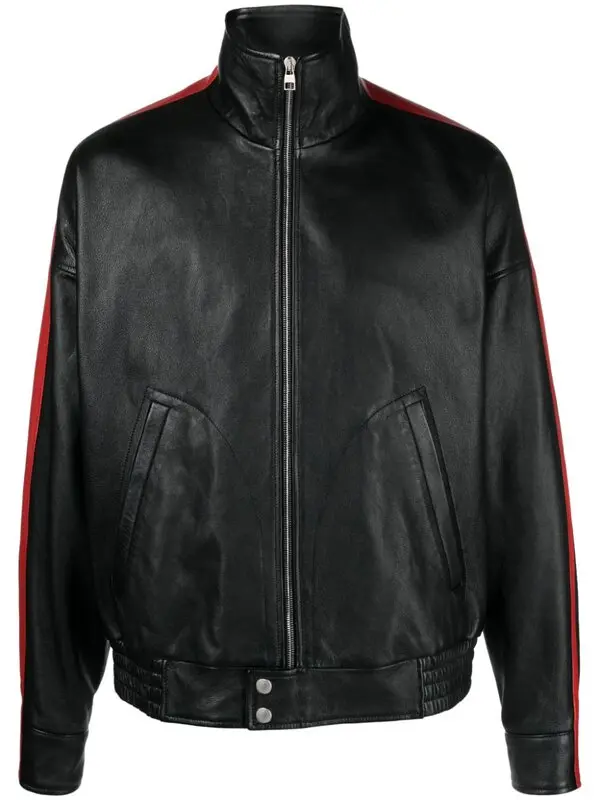 Alexander McQueen Striped Leather Biker Jacket