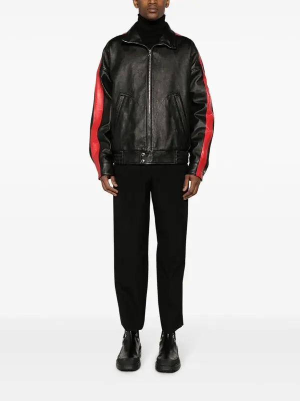 Alexander McQueen Striped Leather Biker Jacket