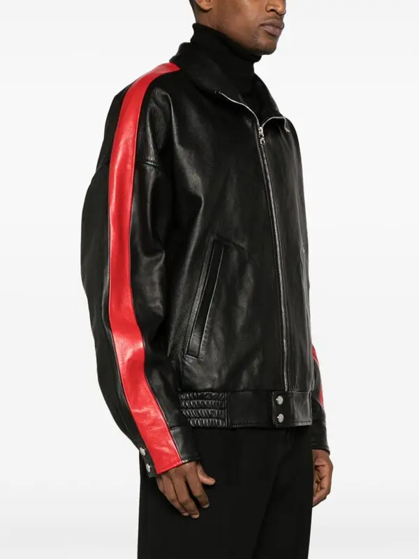 Alexander McQueen Striped Leather Biker Jacket