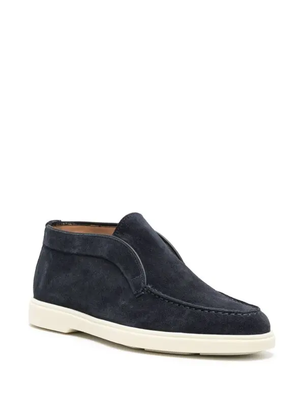 Santoni Suede Flat Loafers - Blue