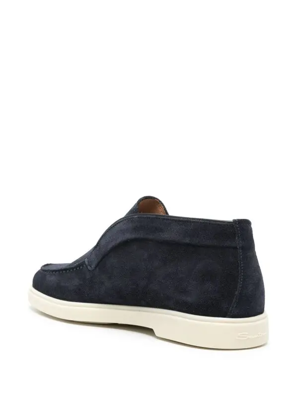 Santoni Suede Flat Loafers - Blue