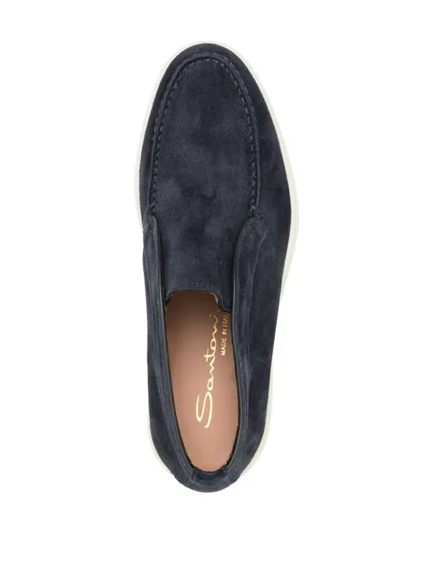 Santoni Suede Flat Loafers - Blue