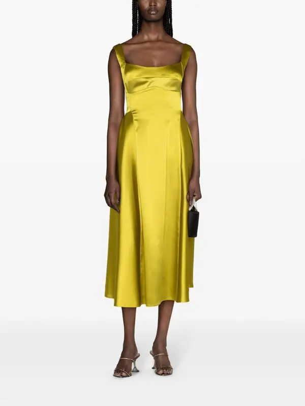 ATU BODY COUTURE Square-neck Satin Maxi Dress - Green