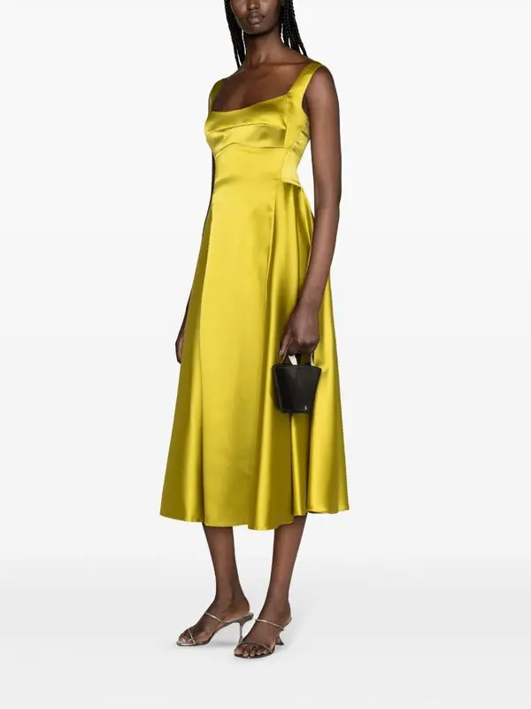 ATU BODY COUTURE Square-neck Satin Maxi Dress - Green