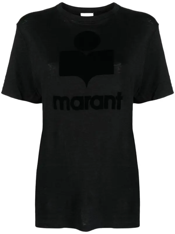 MARANT ETOILE Zewel Flocked Linen T-shirt - Black