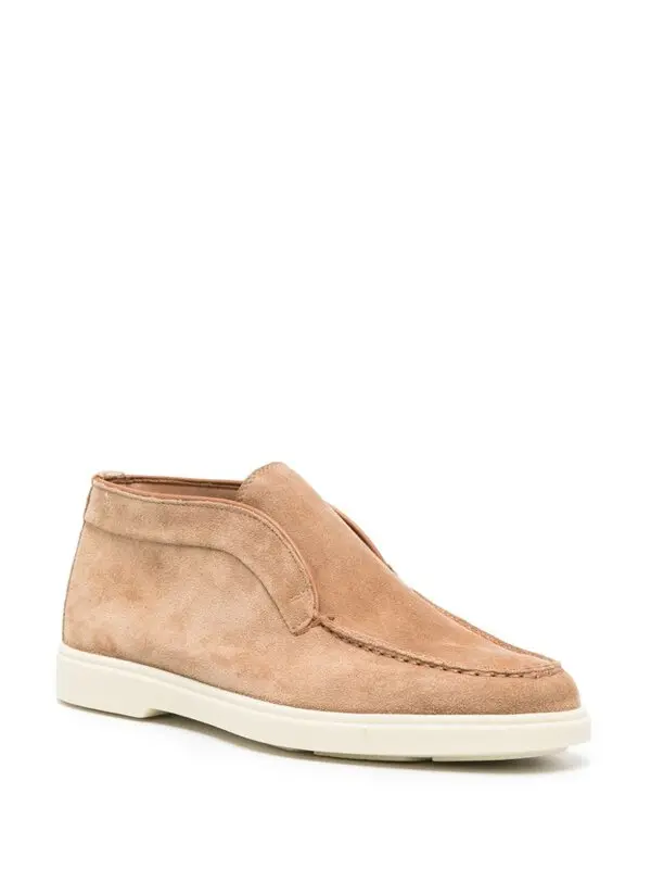 Santoni Suede Flat Loafers