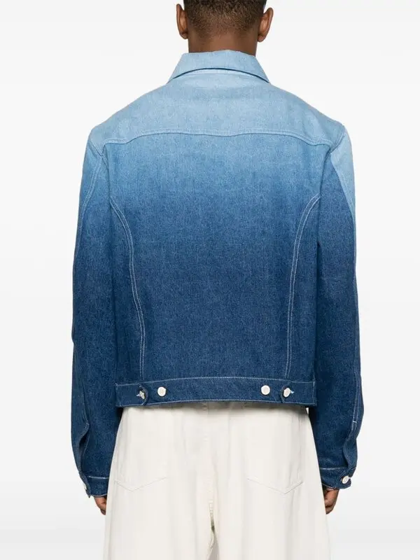 Casablanca Floral-embroidered Ombré Denim Jacket