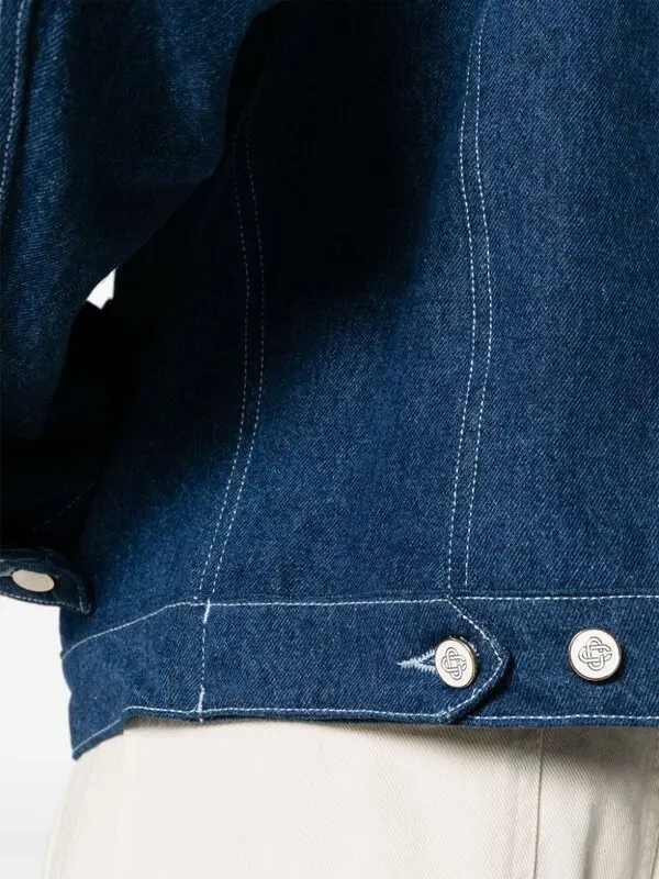 Casablanca Floral-embroidered Ombré Denim Jacket