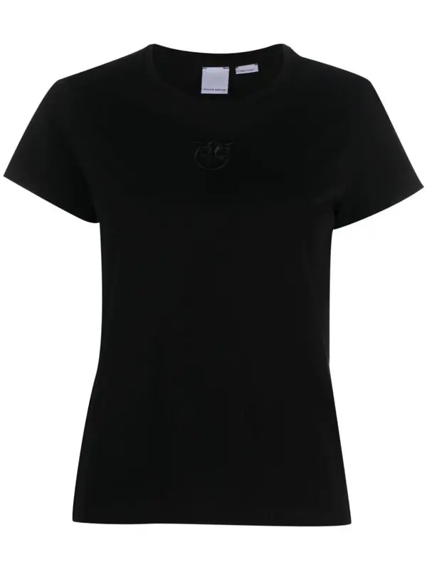 Pinko Logo-embroidered T-shirt - Black