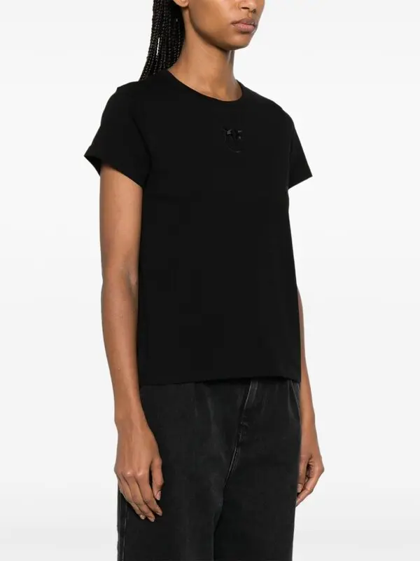 Pinko Logo-embroidered T-shirt - Black