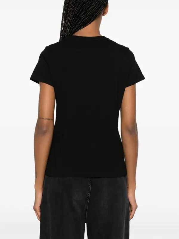 Pinko Logo-embroidered T-shirt - Black