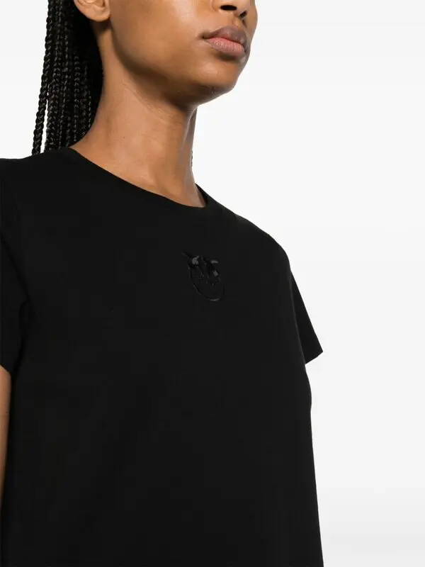 Pinko Logo-embroidered T-shirt - Black
