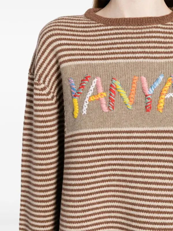 YANYAN Logo-embroidered Stripe-pattern Jumper