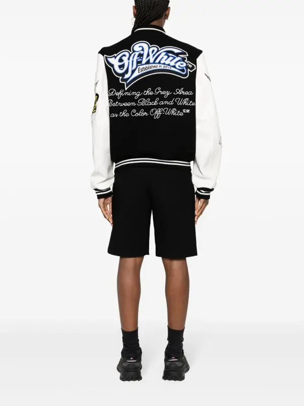 Off-White Logic Patch Varsity Jacket - Black