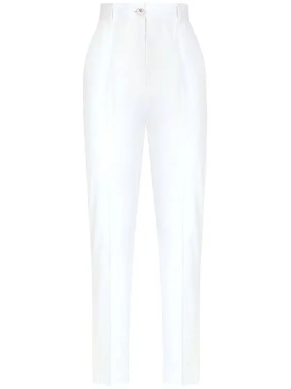 Dolce & Gabbana High-waisted Gabardine Trousers - White