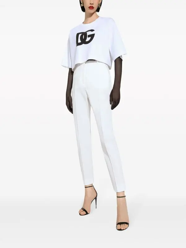 Dolce & Gabbana High-waisted Gabardine Trousers - White