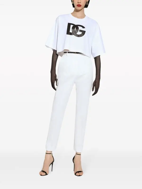 Dolce & Gabbana High-waisted Gabardine Trousers - White