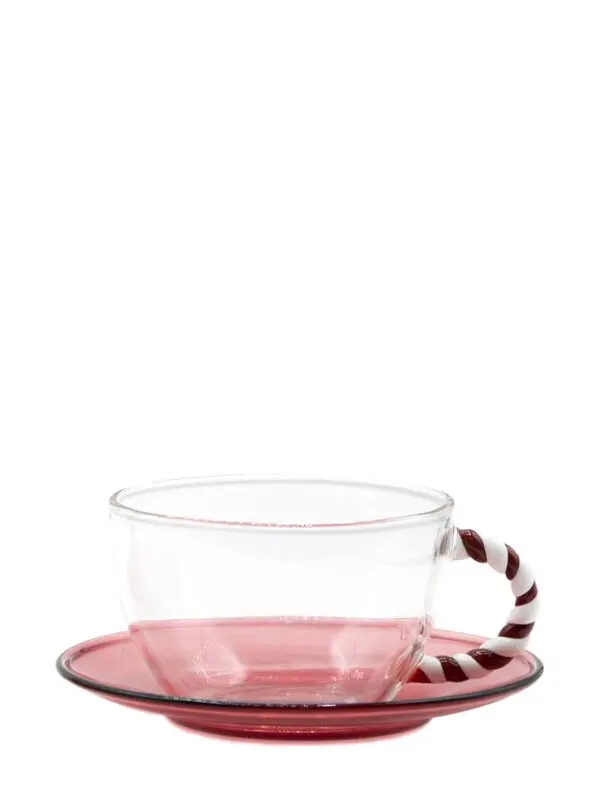CU I SEEYOU Christmas Striped-handle Glass Teacup