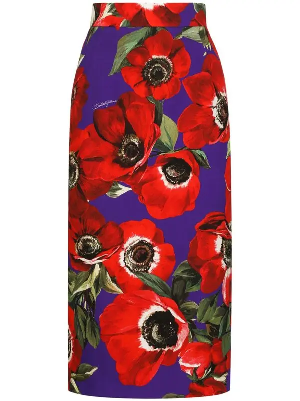 Dolce & Gabbana Floral-print Pencil Skirt - Purple