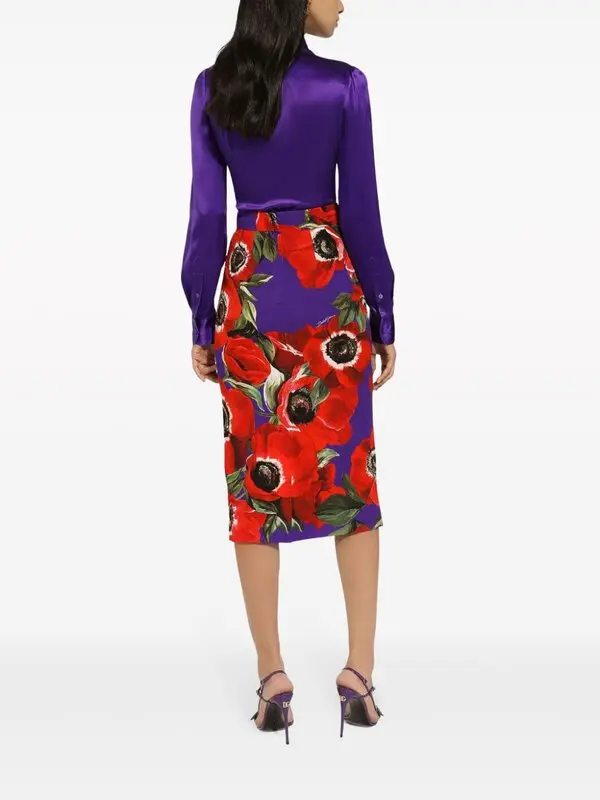 Dolce & Gabbana Floral-print Pencil Skirt - Purple
