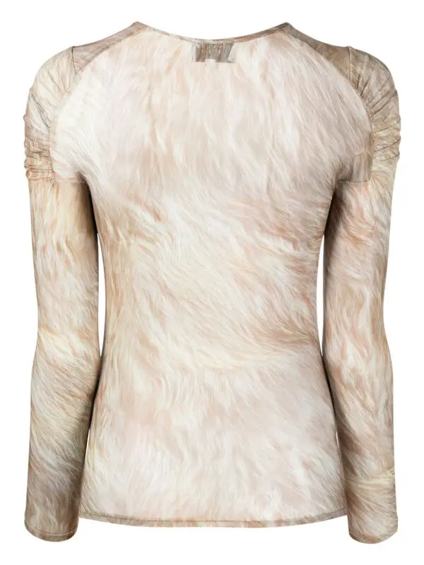 Collina Strada Fur-print Mesh Top