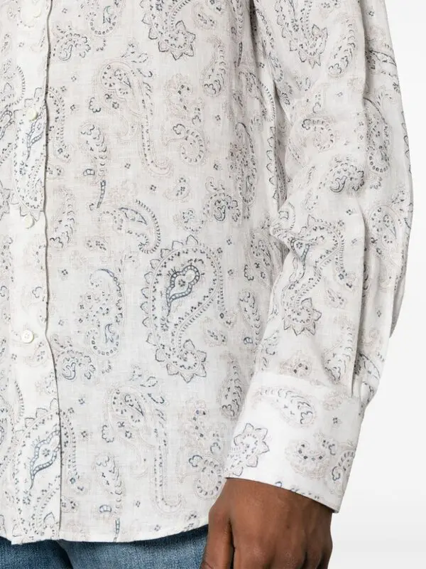 Brunello Cucinelli Paisley-print Linen Shirt - Neutrals
