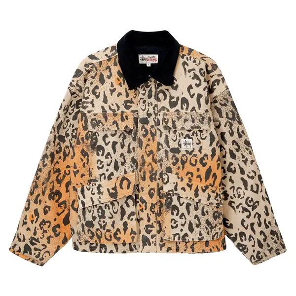 StÜssy Leopard Print Canvas Shop Jacket - Brown