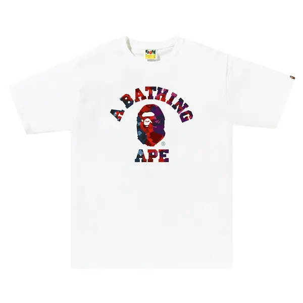 A BATHING APE Color Camo Crazy College Tee - White