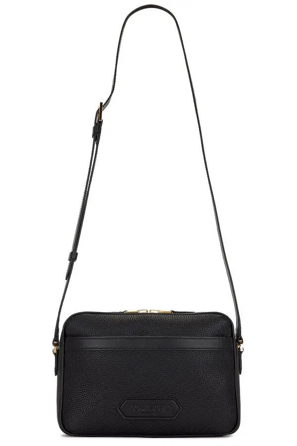 TOM FORD Leather Small Messenger - Black