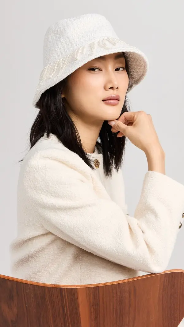 Lele Sadoughi Drippy Pearl Bucket Hat In Ivory - 60% Off  display picture 3