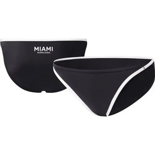 G-III 4HER BY CARL BANKS Miami Hurricanes Play Action Bikini Bottoms - Black
