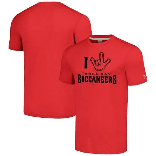 HOMAGE Tampa Bay Buccaneers Nfl Asl Collection "i Love You" Tri-blend T-shirt - Red