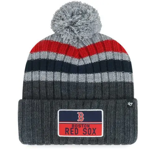 '47 Boston Red Sox Stack Cuffed Knit Hat With Pom - Gray
