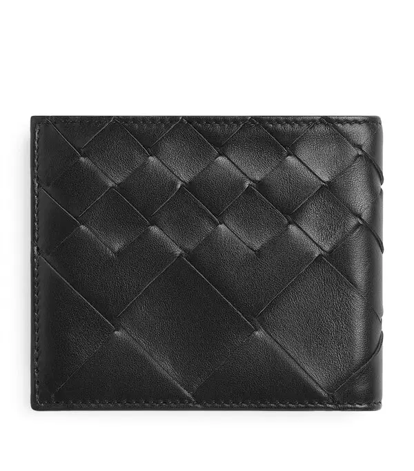 Bottega Veneta Leather Intrecciato Bifold Wallet - Grey