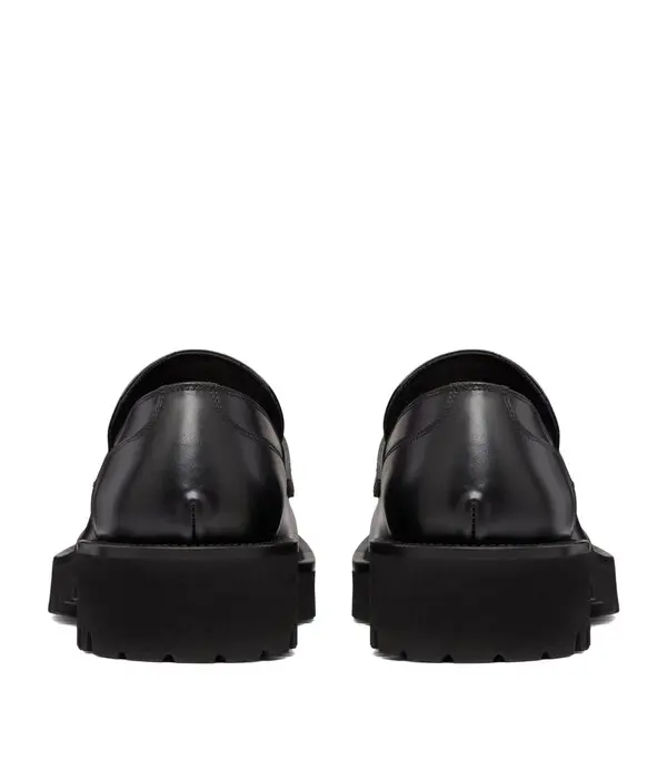 Valentino Garavani Leather Toile Iconographe Loafers