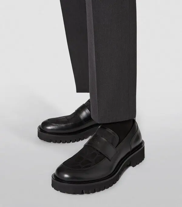 Valentino Garavani Leather Toile Iconographe Loafers