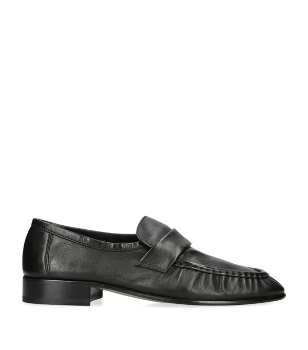 THE ROW Soft Leather Loafers - Black