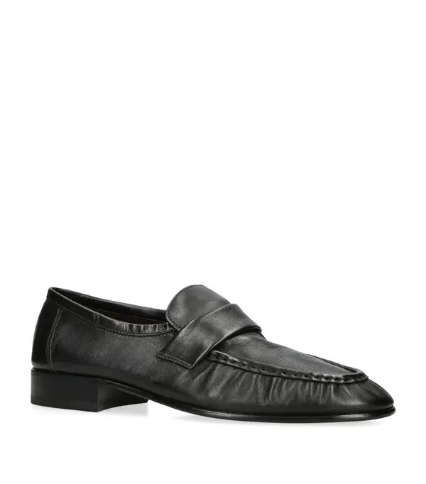 THE ROW Soft Leather Loafers - Black