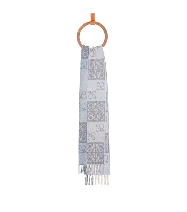 Loewe Wool-cashmere Anagram Scarf - Blue