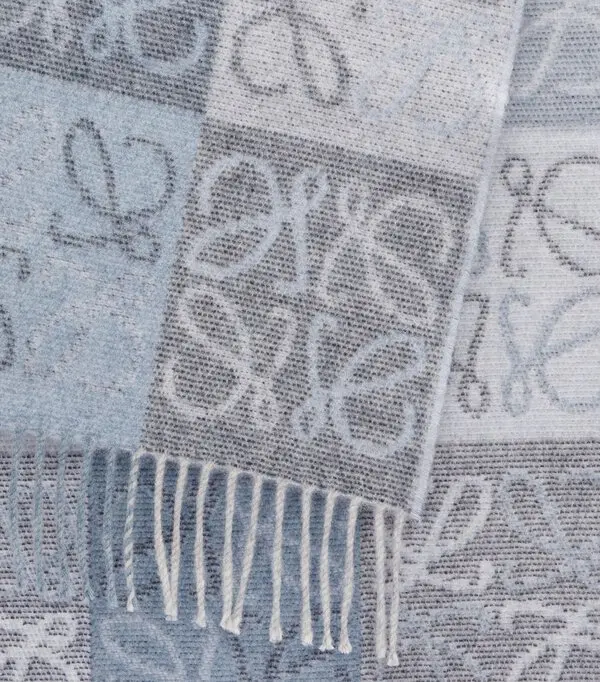Loewe Wool-cashmere Anagram Scarf - Blue