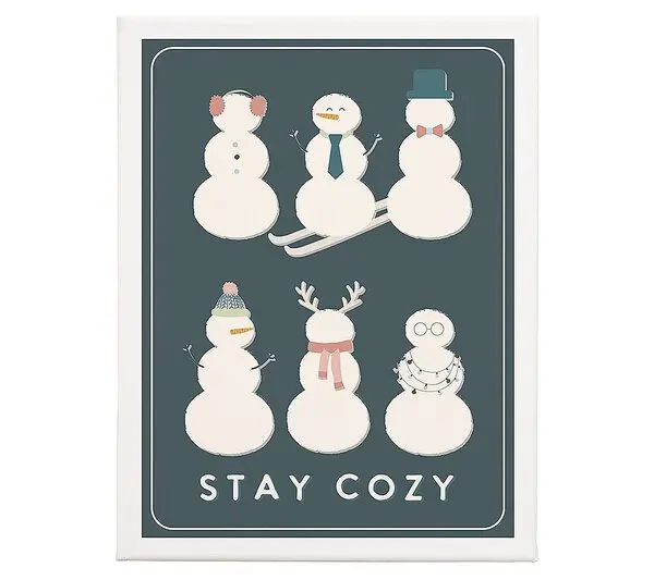 SINCERE SURROUNDINGS 17' Stay Cozy Snowmen Wrap Ped Canvas - One-color